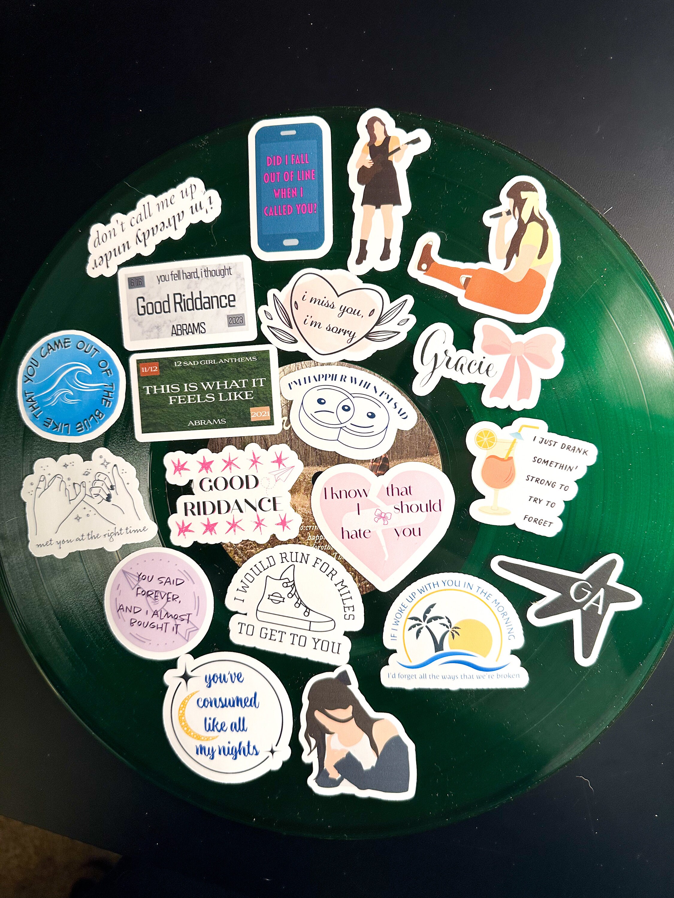 20pc Gracie Abrams Sticker Set READ DESCRIPTION Good Riddance Lyrics ...