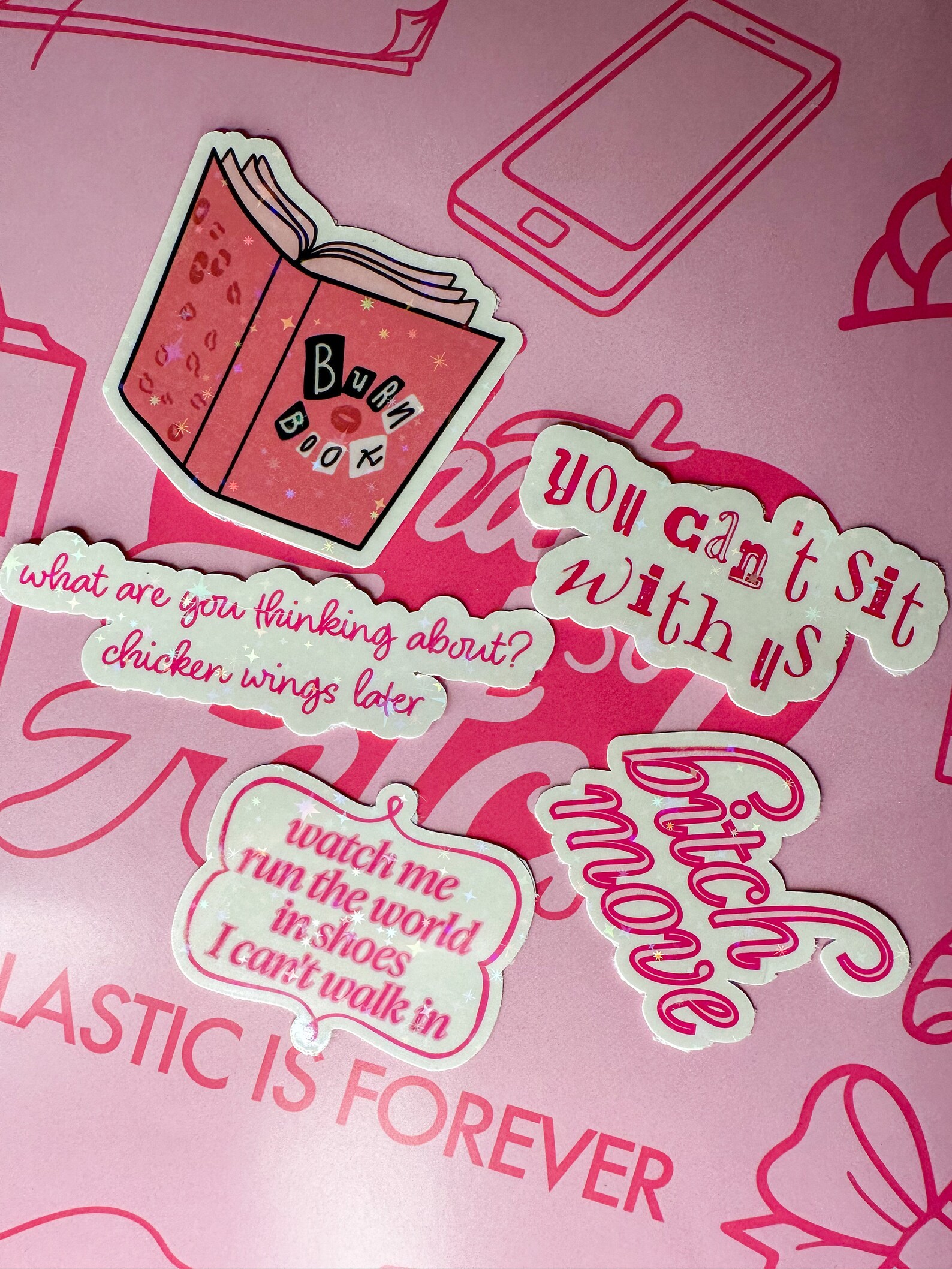 Mean Girls Pink Glitter Stickers READ DESCRIPTION Mean Girls 2024 Pink ...