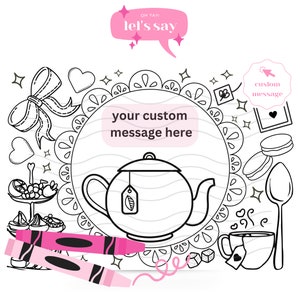 Printable Kids Coloring Sheet - Tea Party Theme - Children’s Custom ...