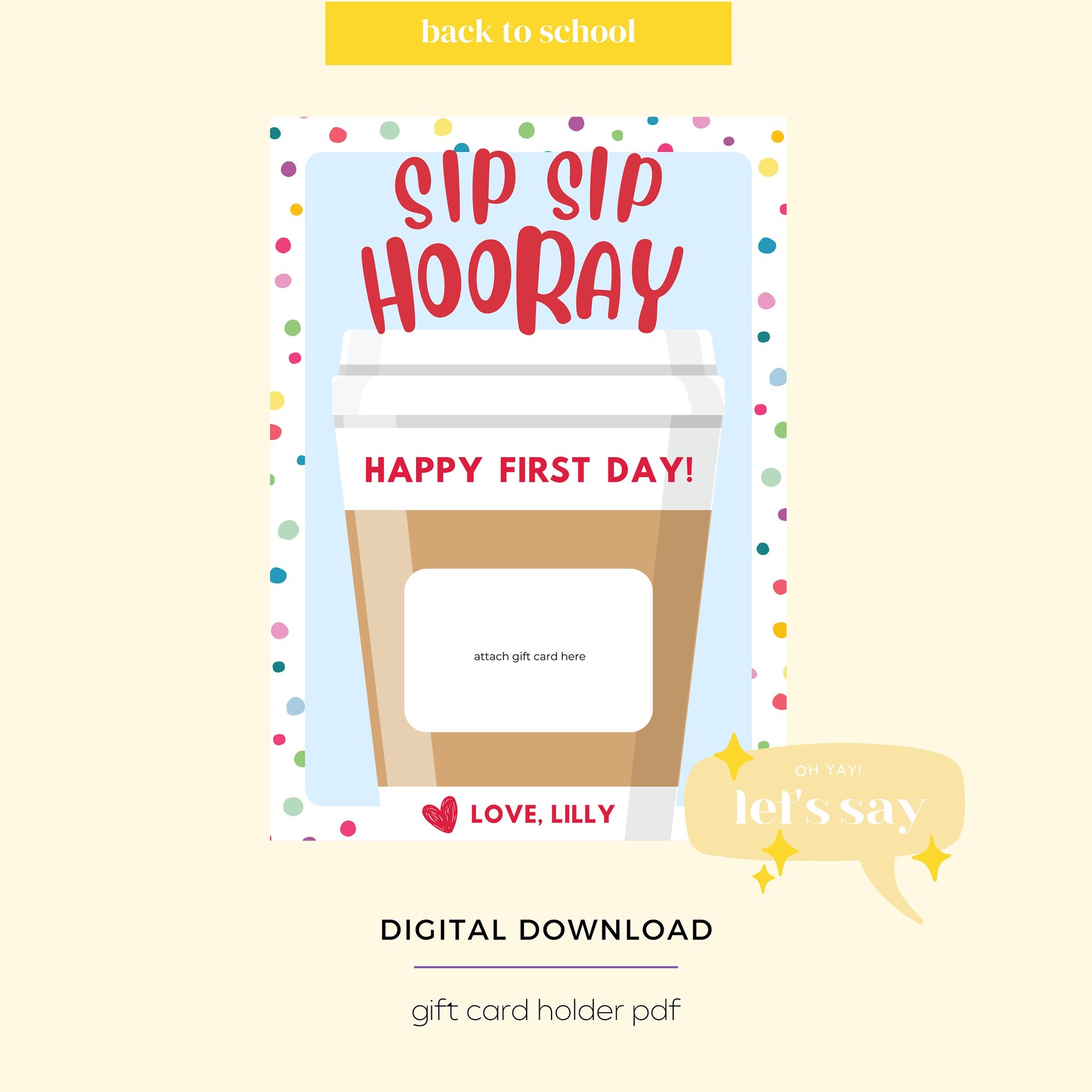Printable Happy 1st Day / Back to School Teacher Gift Card Holder ...