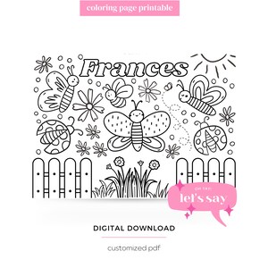 Printable Kids Coloring Sheet - Butterfly Theme - Children’s Custom ...