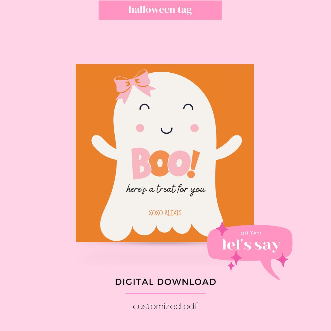 Printable Boo Here's a Treat for You Halloween Favor Tag, Ghost Boo ...