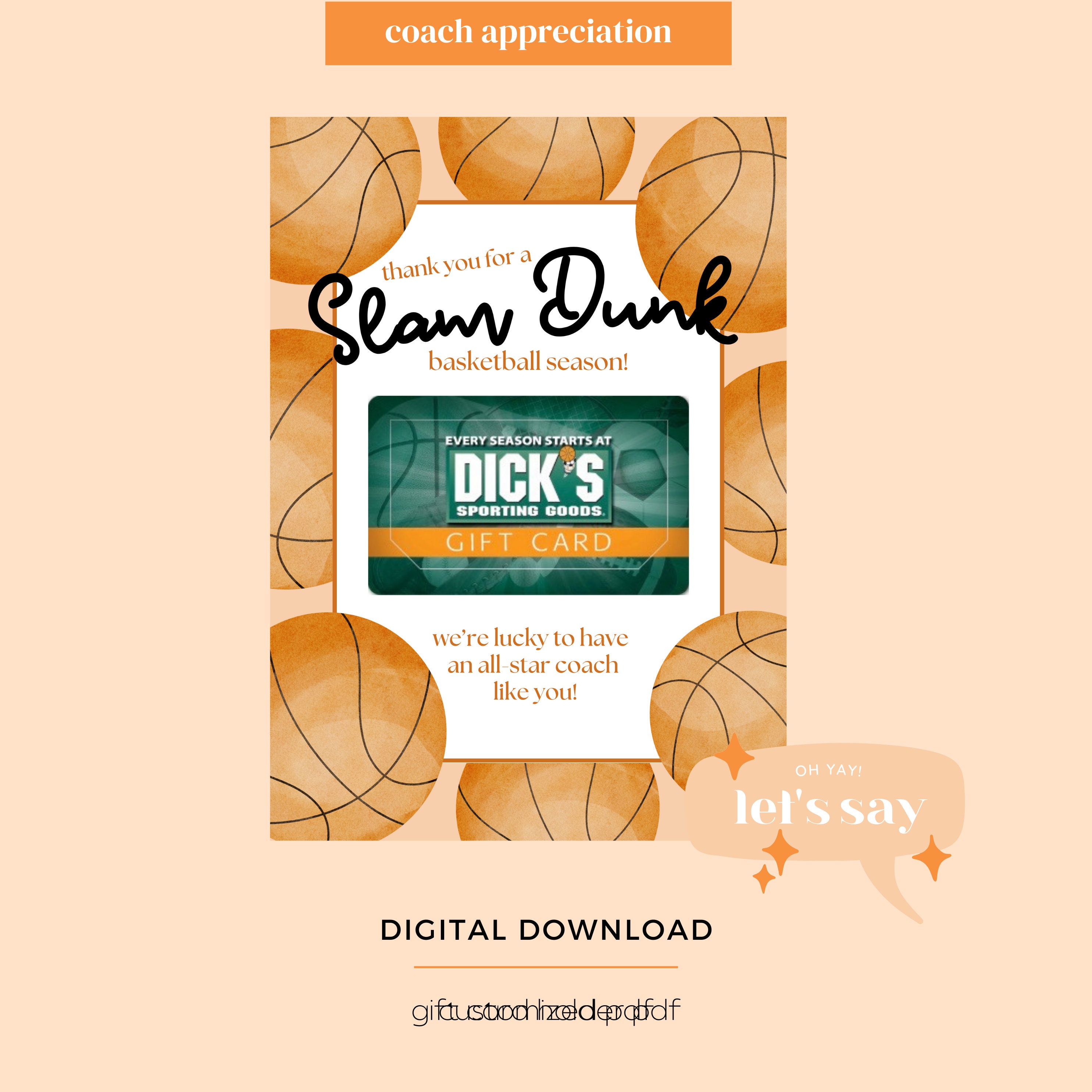 Basketball Coach Appreciation Gift Card Holder, End of Season Thank You ...