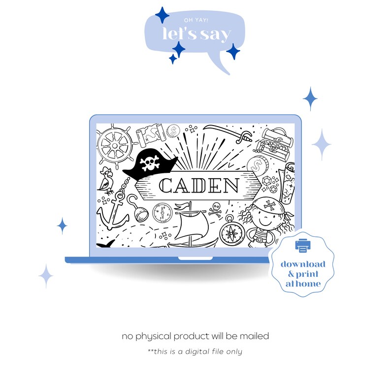 Printable Kids Coloring Sheet - Pirate Theme - Children’s Custom ...