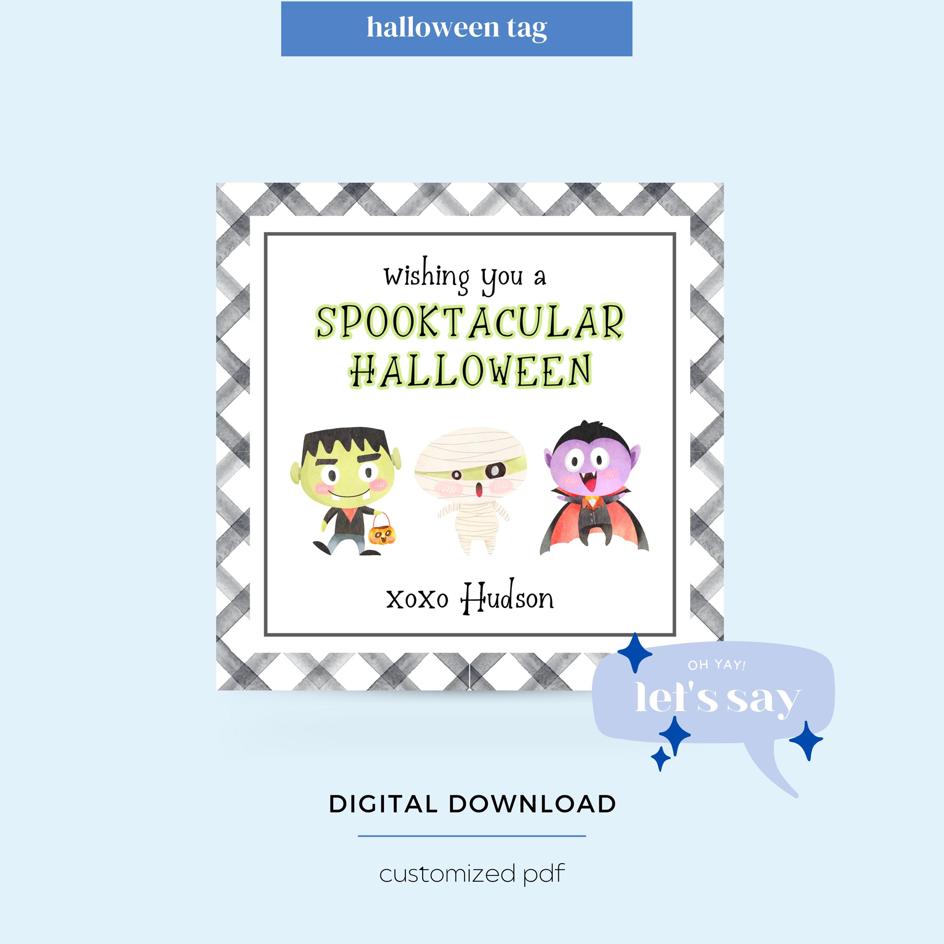 Printable Spooktacular Halloween Favor Tag, Monster Gift Tag, Favor Tag ...