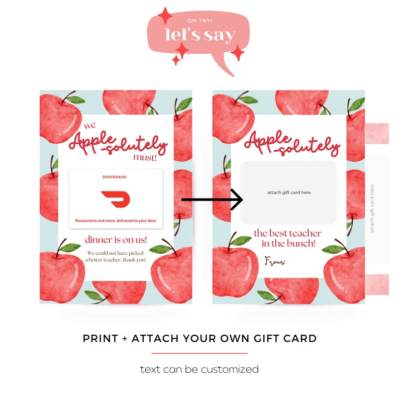 Printable Teacher Appreciation Gift Card Holder, End of School Teacher ...