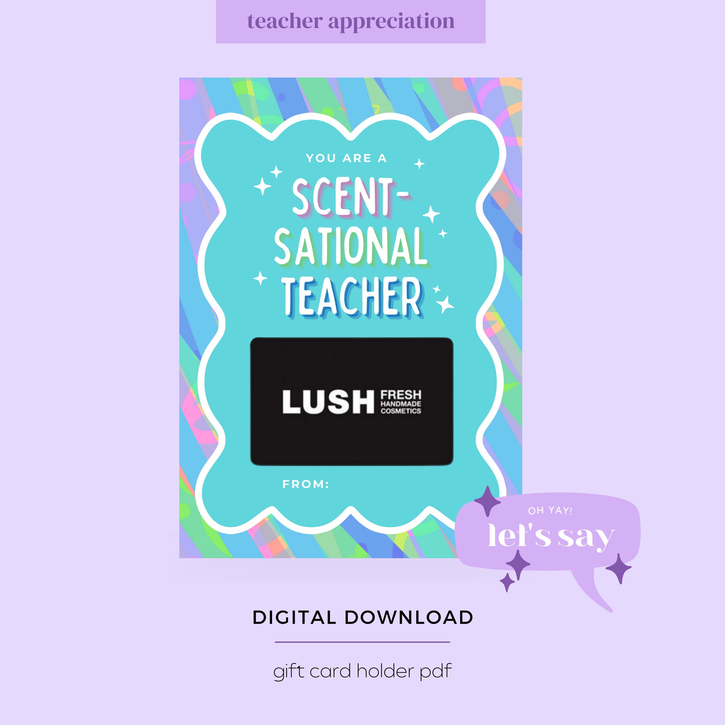 Printable Teacher Appreciation Gift Card Holder, End of School Thank ...