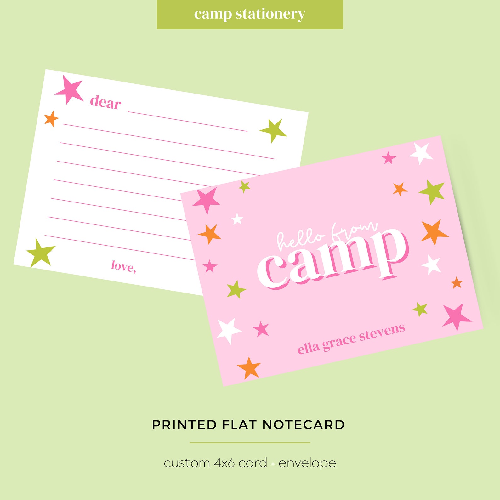 Summer Camp Stationery Set, Hello From Camp Note Cards + Envelopes ...