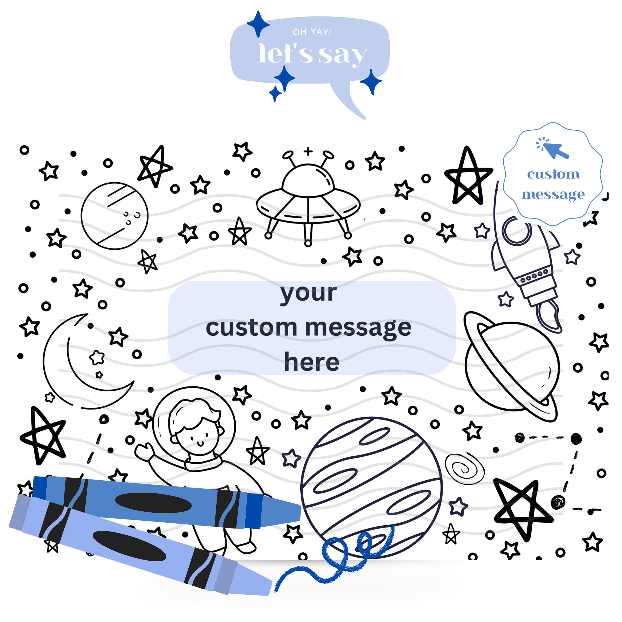 Printable Kids Coloring Sheet - Space Theme - Children’s Custom ...