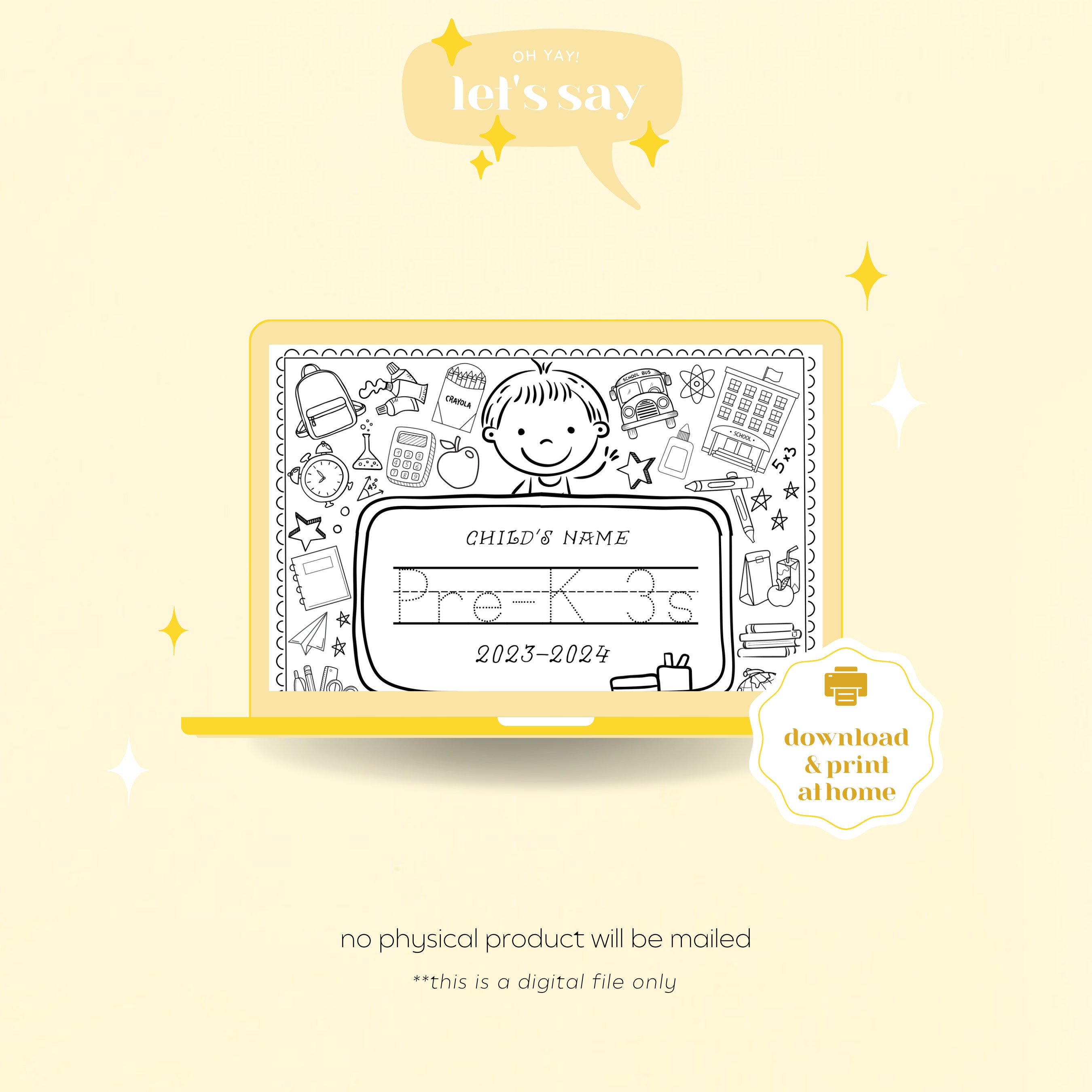 Printable Boy Back to School Coloring Sheet, Customized New School Year ...