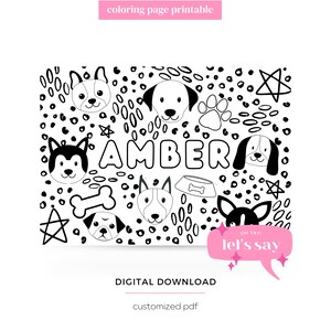 Printable Kids Coloring Sheet - Dog Theme - Children’s Custom Coloring ...