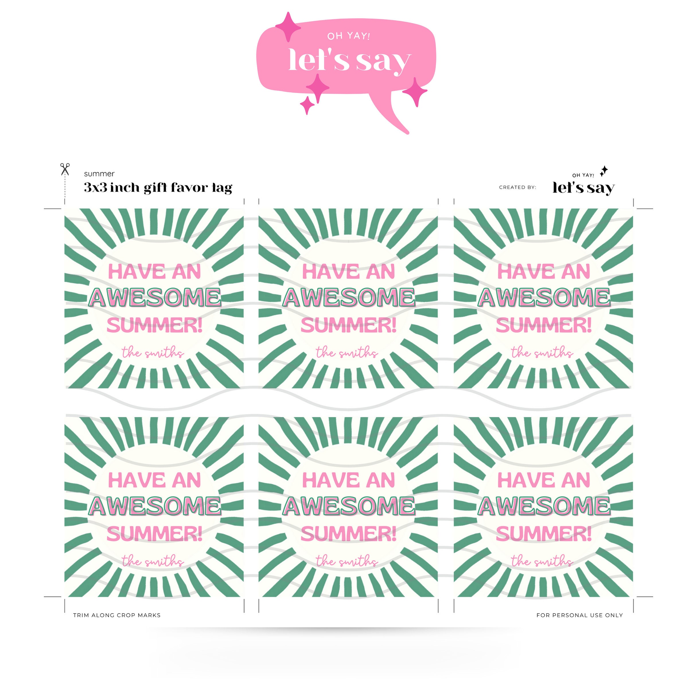 Printable Summer Starburst End of School Class Favor Tag, Have an ...