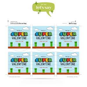 Printable Valentine Super Mario Favor Tag, Valentines Day Video Game ...