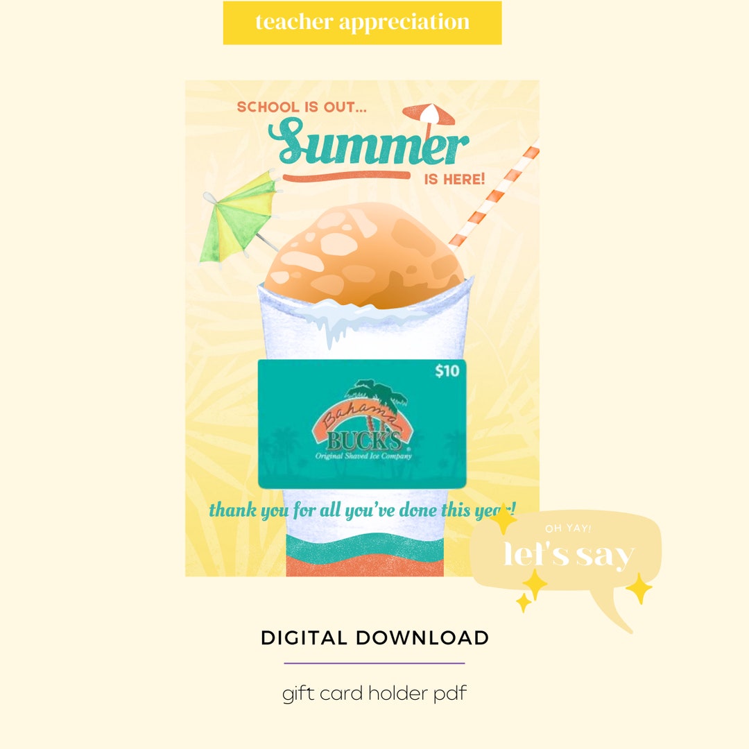 Printable Teacher Appreciation Gift Card Holder, End of School Teacher ...