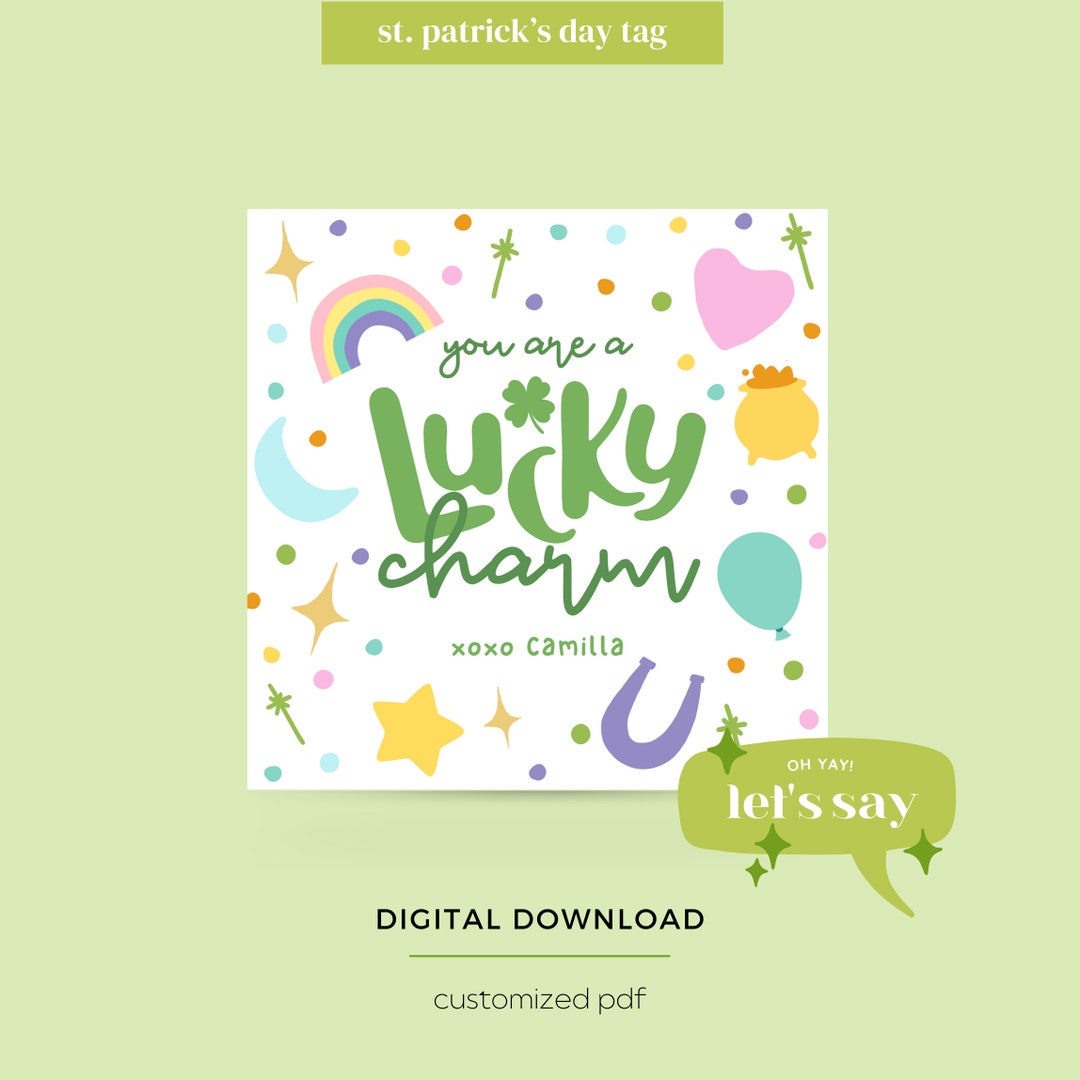 Printable Happy St. Patrick's Day Favor Tag, Lucky Charm Gift Tags ...