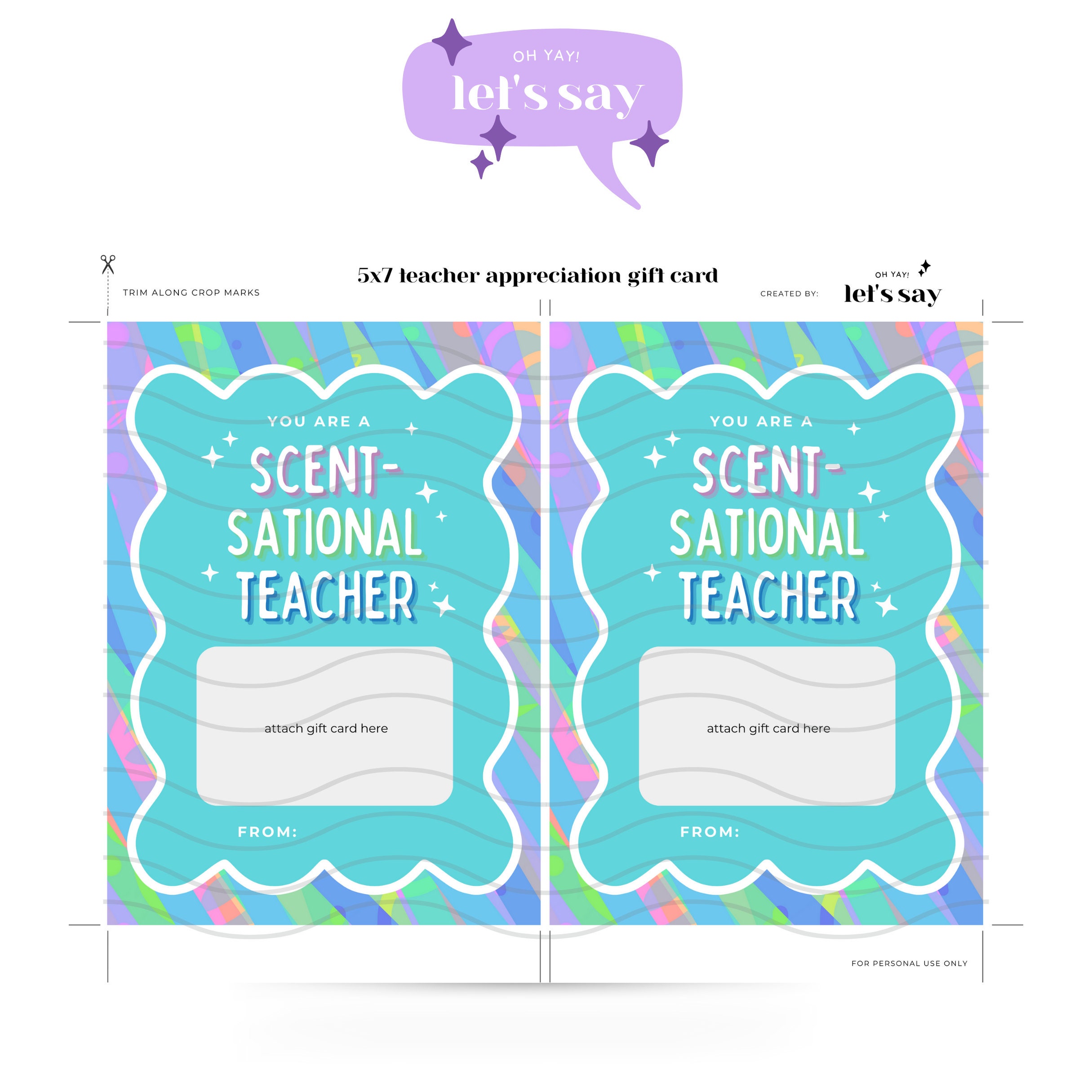 Printable Teacher Appreciation Gift Card Holder, End of School Thank ...