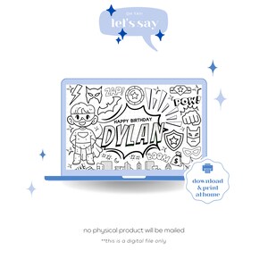 Printable Kids Coloring Sheet - Superhero Theme - Children’s Custom ...