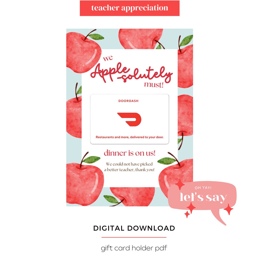 Printable Teacher Appreciation Gift Card Holder, End of School Teacher ...