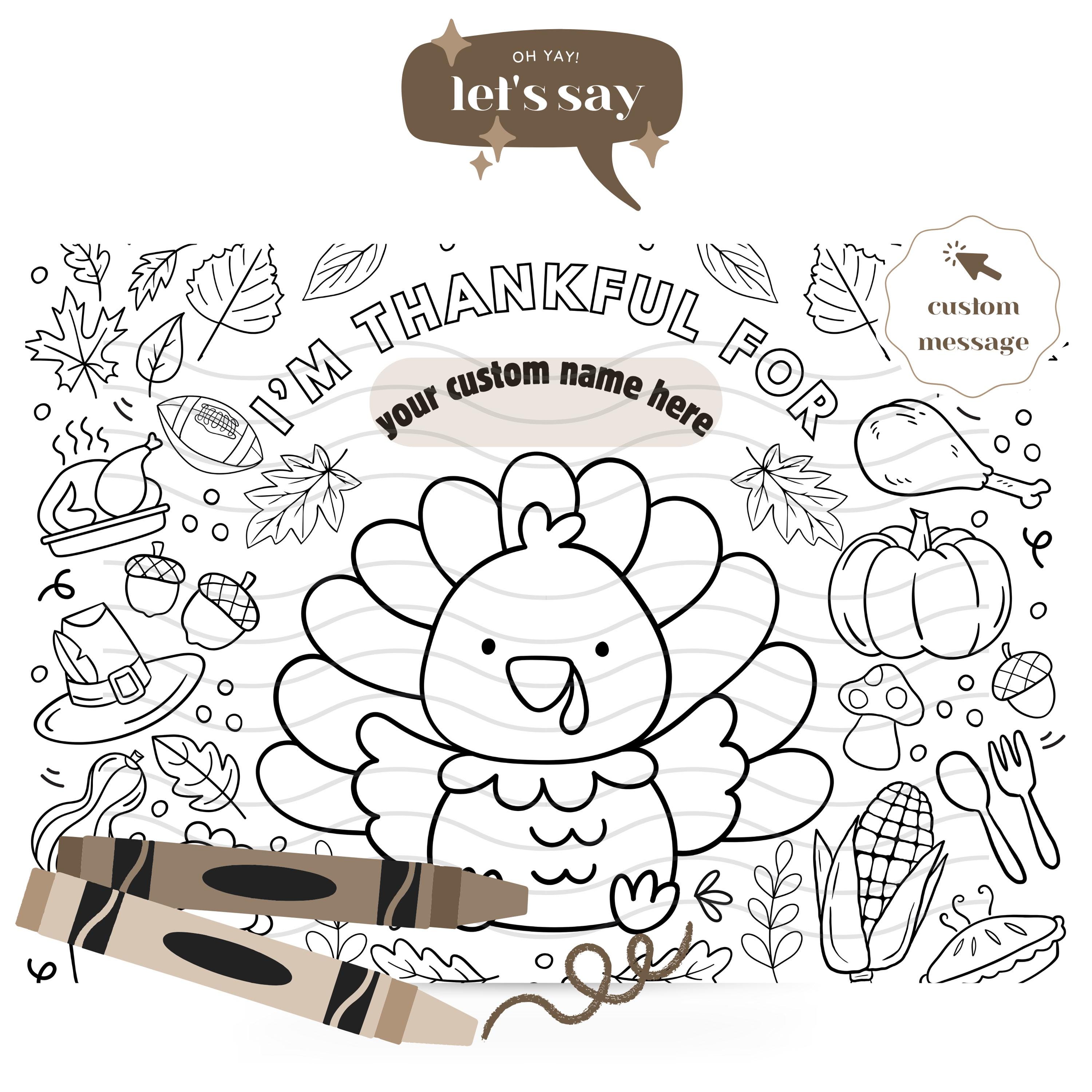 Personalized Thanksgiving Turkey Coloring Page for Kids (digital File ...