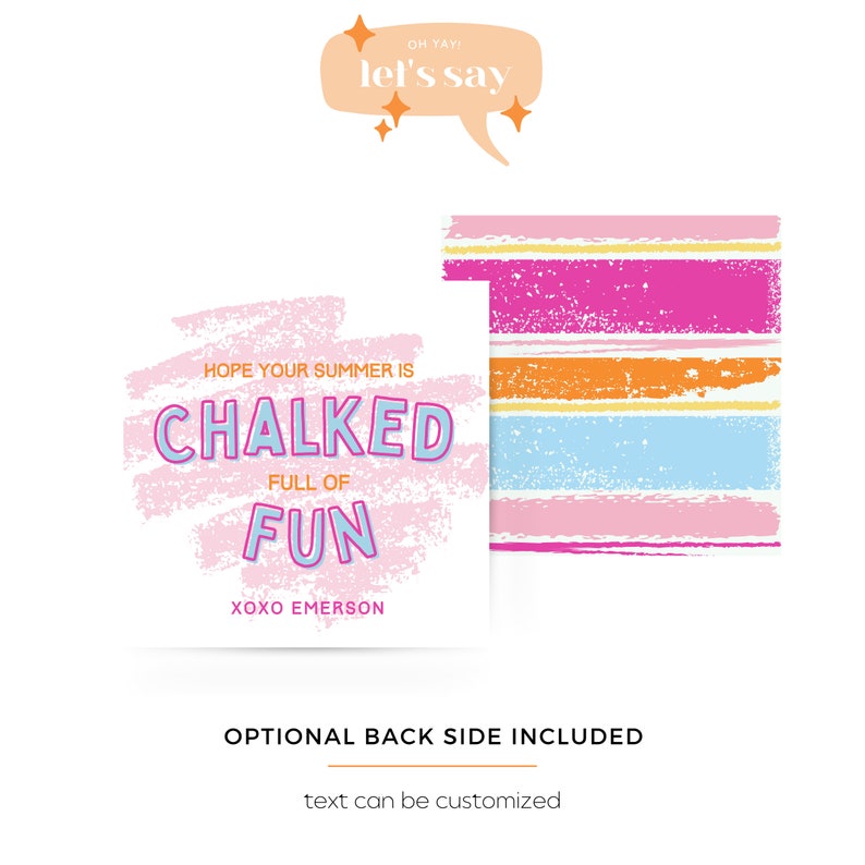 Printable Summer Chalk End of School Class Favor Tag, Chalked Full of ...