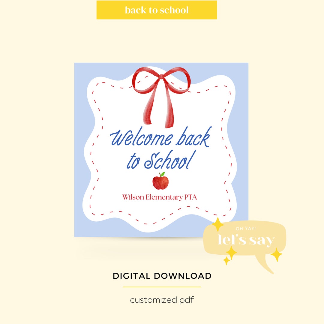 Printable Welcome Back to School Class Favor Tag, School Themed Tag ...