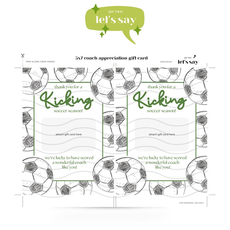 Soccer Coach Appreciation Gift Card Holder, End of Season Thank You ...