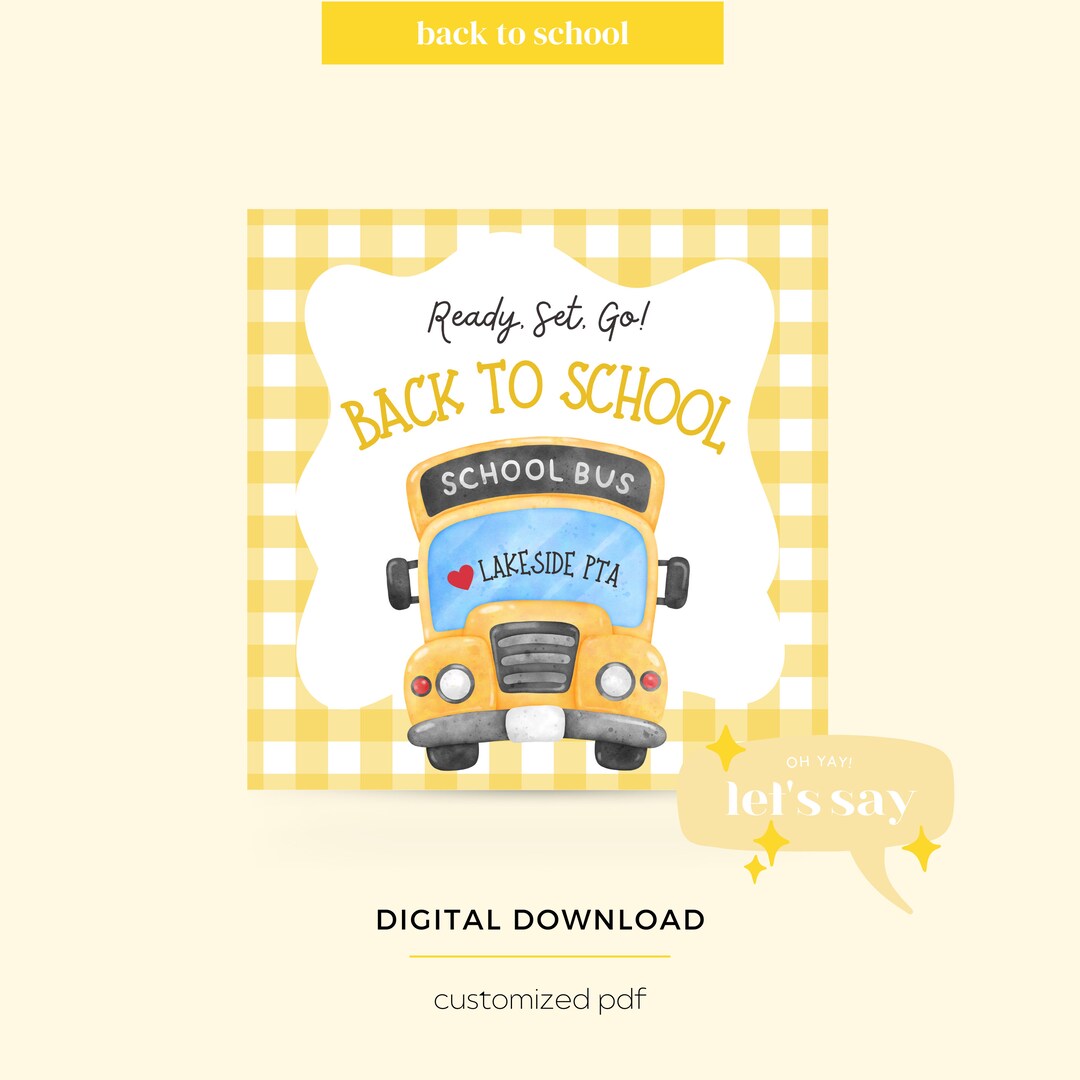 Printable Back to School Class Favor Tag, School Bus Themed Gift Tag ...