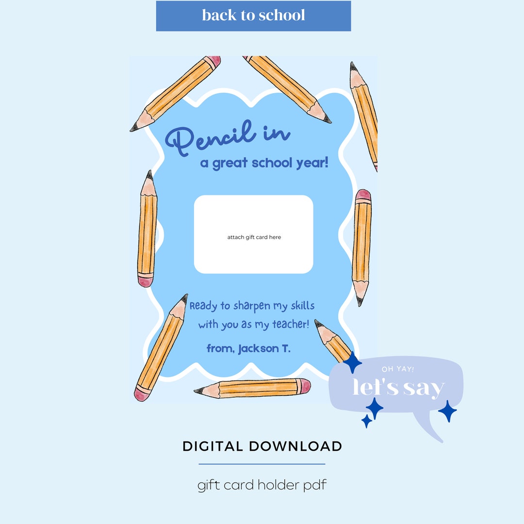 Printable Happy 1st Day / Back to School Teacher Gift Card Holder ...