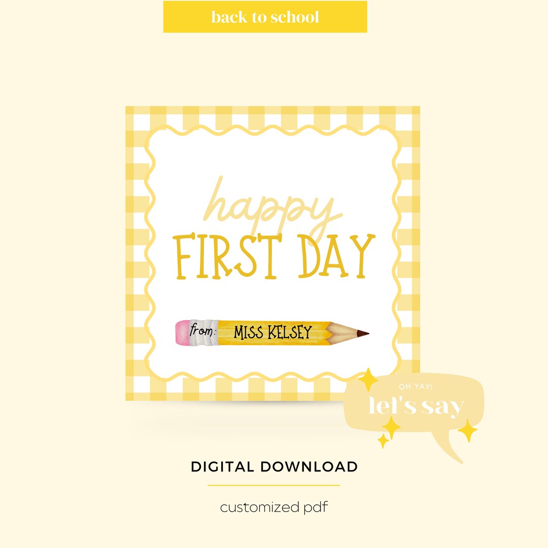 Printable Happy First Day of School Class Favor Tag, School Themed Tag ...