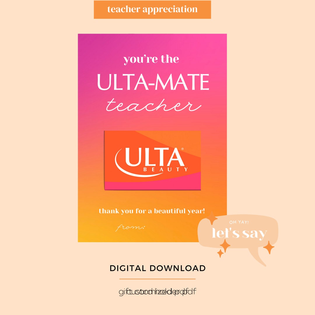 Printable Teacher Appreciation Gift Card Holder, End of Year, Ultimate ...