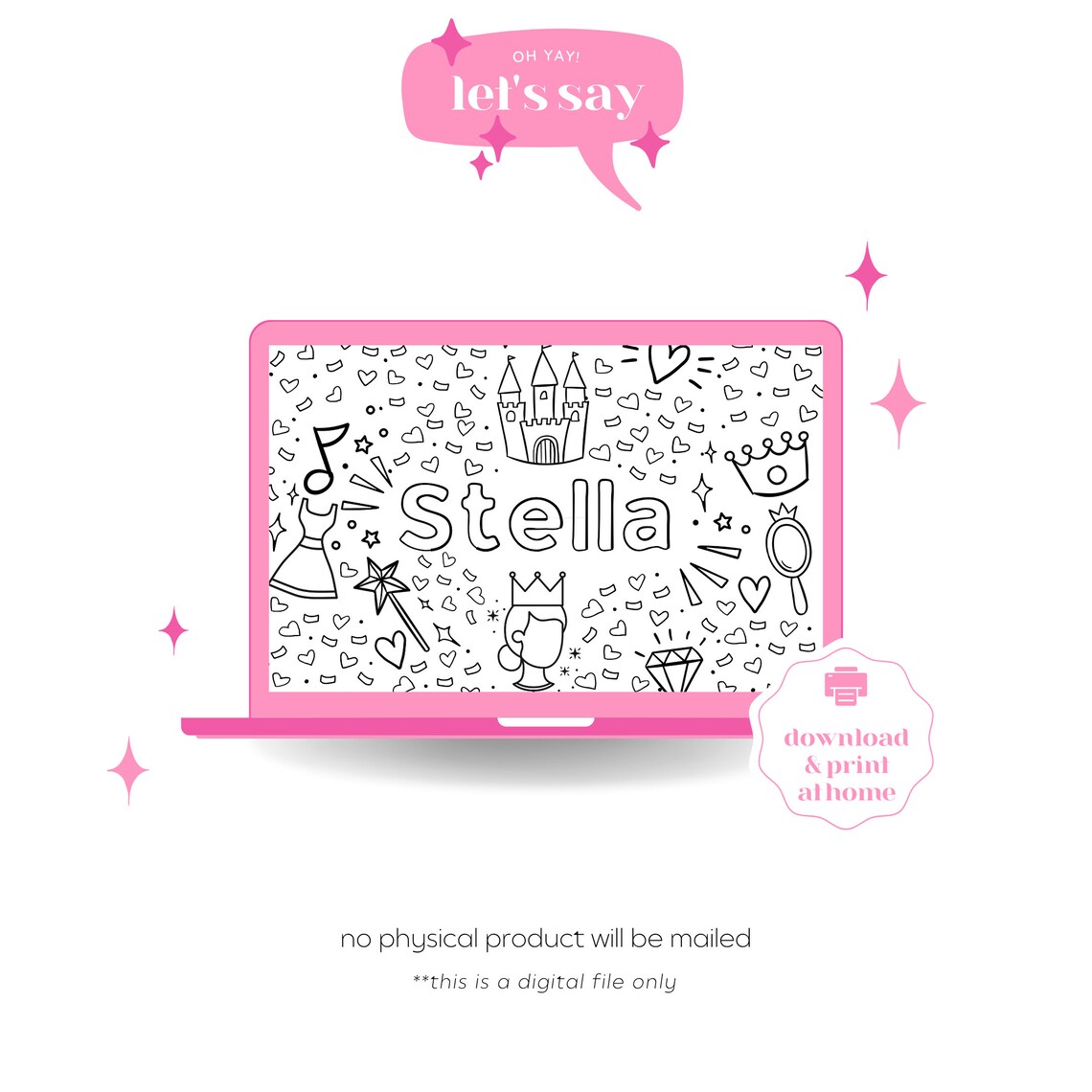 Printable Kids Coloring Sheet - Princess Magical Theme - Children’s ...