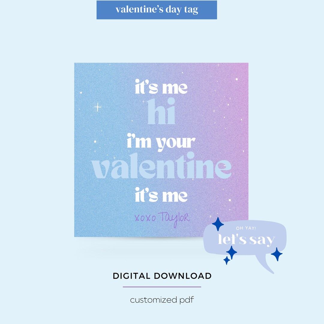 Printable Valentine Its Me Tag, Valentines Day Taylor Swift Gift Tag ...