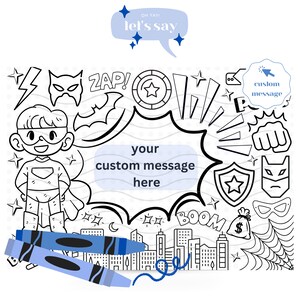 Printable Kids Coloring Sheet - Superhero Theme - Children’s Custom ...