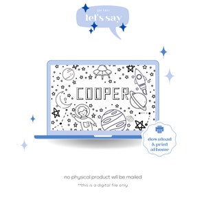 Printable Kids Coloring Sheet - Space Theme - Children’s Custom ...