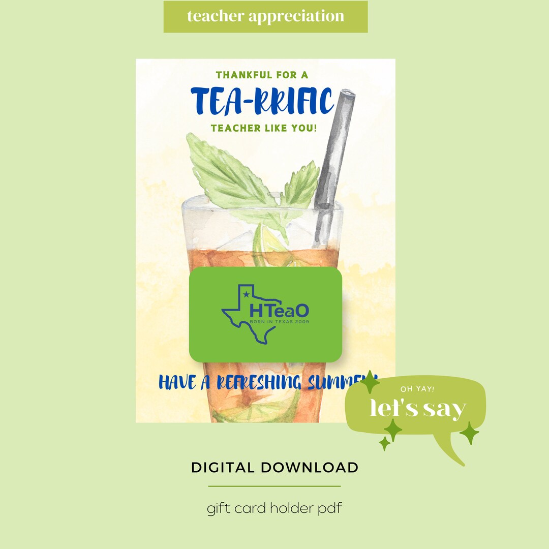 Printable Teacher Appreciation Gift Card Holder, End of School Thank ...