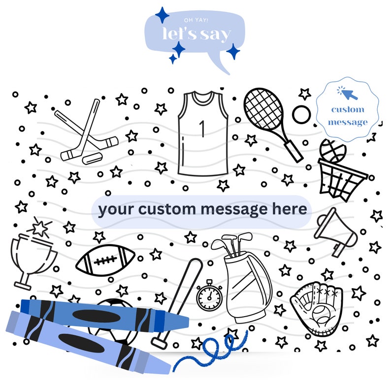Printable Kids Coloring Sheet - Sports Theme - Children’s Custom ...