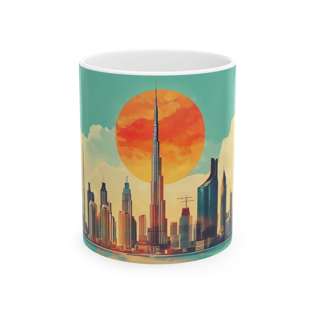 Dubai Skyline Ceramic Mug, Burj Khalifa Coffee Tea Cup Gift Decor, 11oz ...