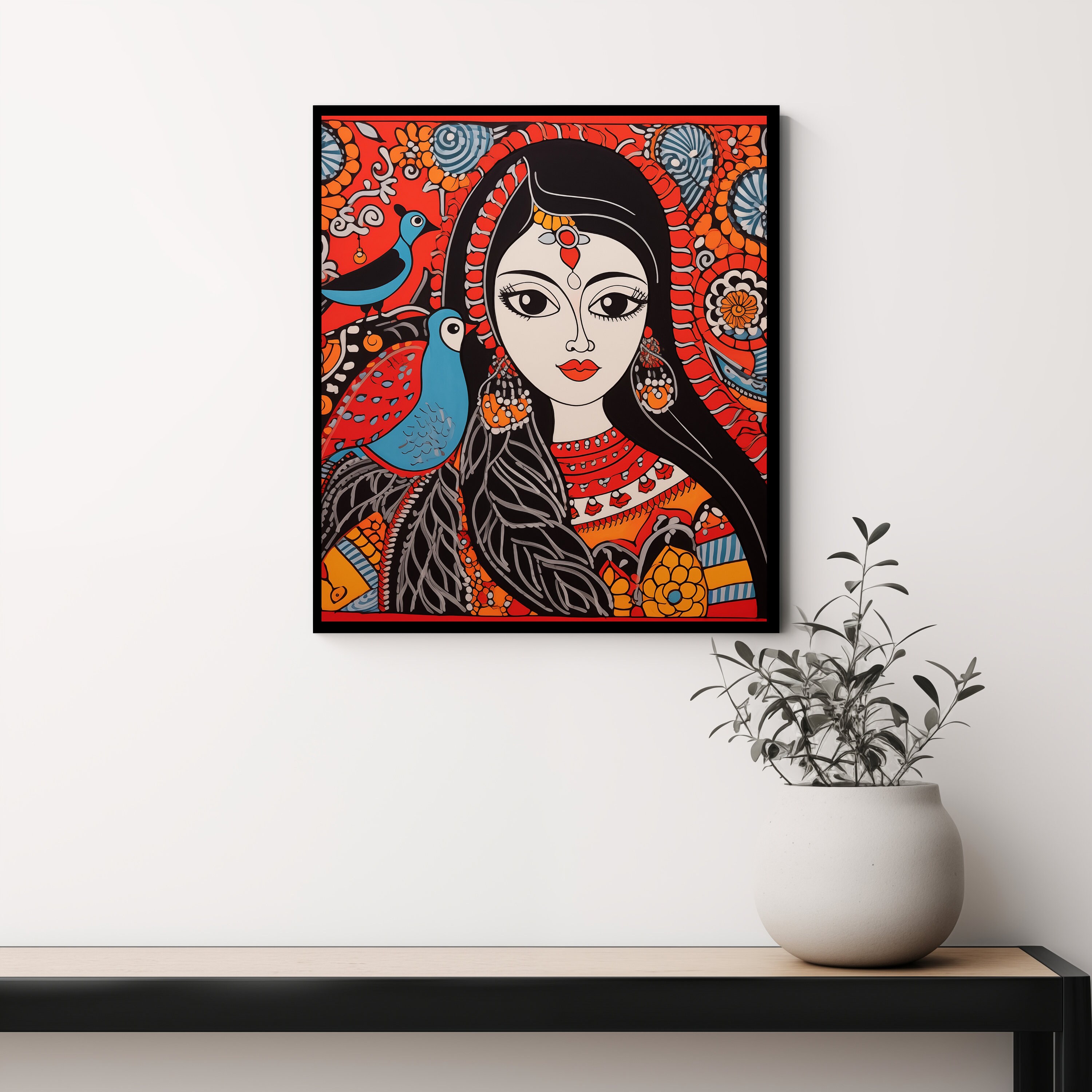 Indian Digital Art, Madhubani Melody, Madhubani Painting, Indian Folk ...