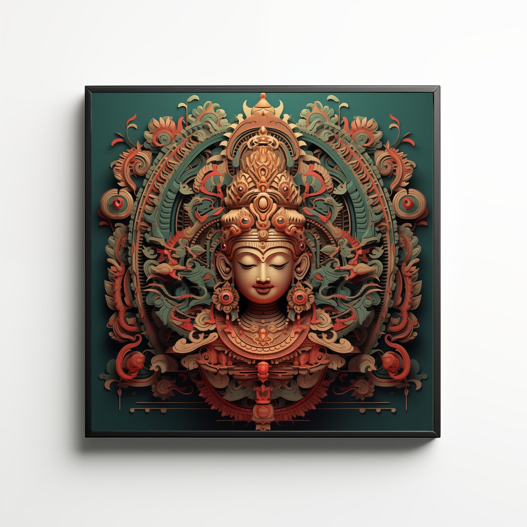 Indian Digital Art, Goddess Durga in Divine Bloom, Goddess Durga, Hindu ...