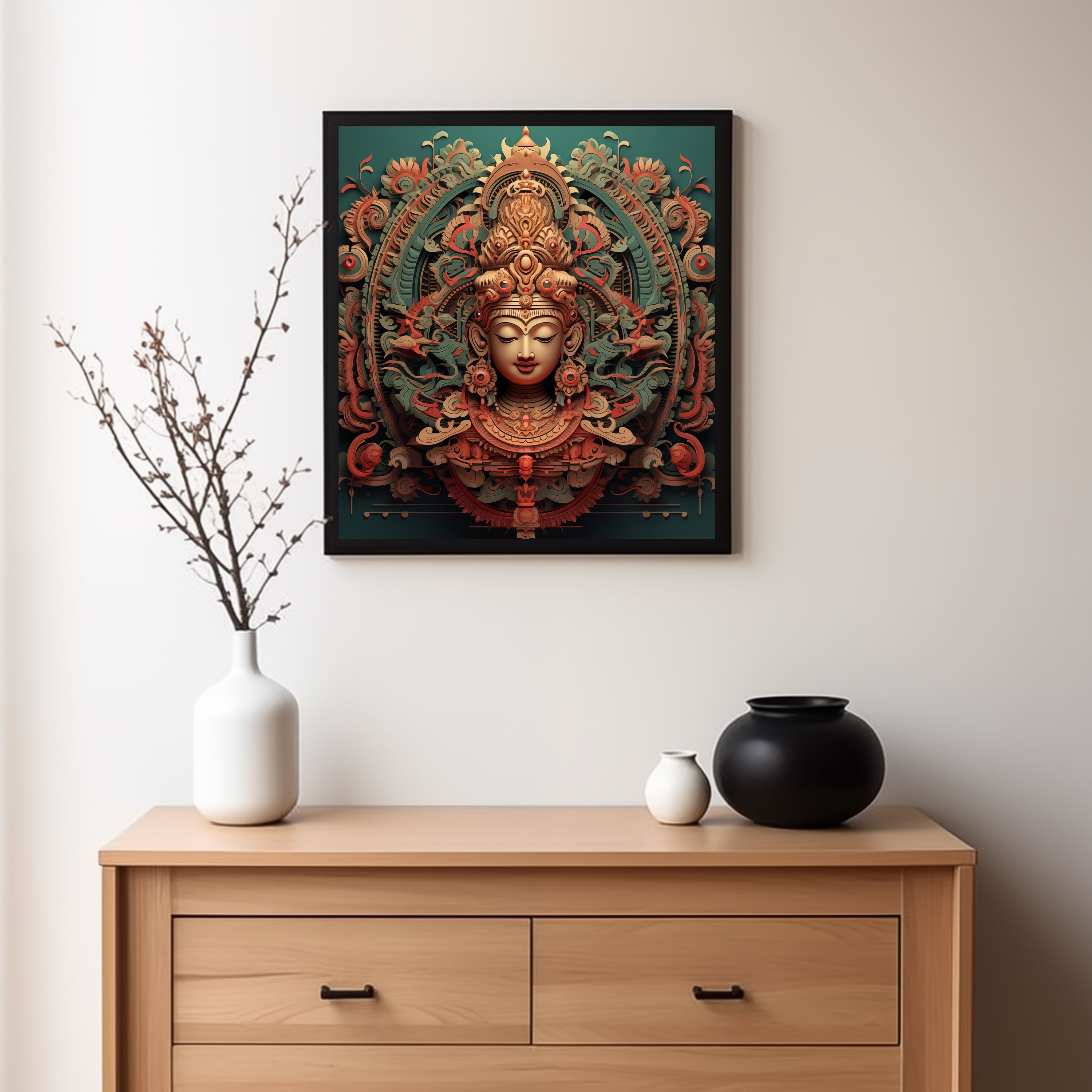 Indian Digital Art, Goddess Durga in Divine Bloom, Goddess Durga, Hindu ...
