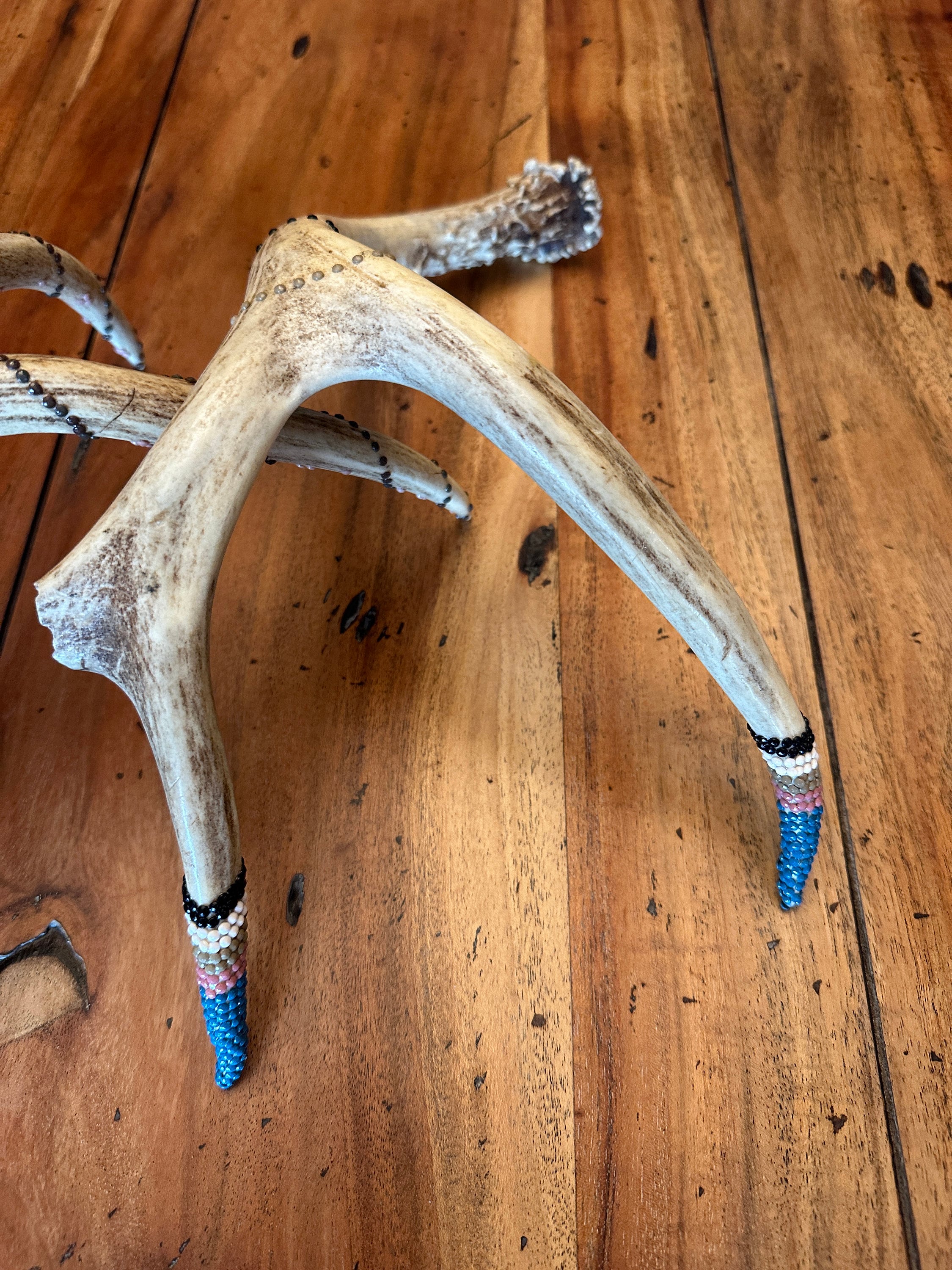 Hand Beaded Natural Blacktail Deer Antler - Etsy