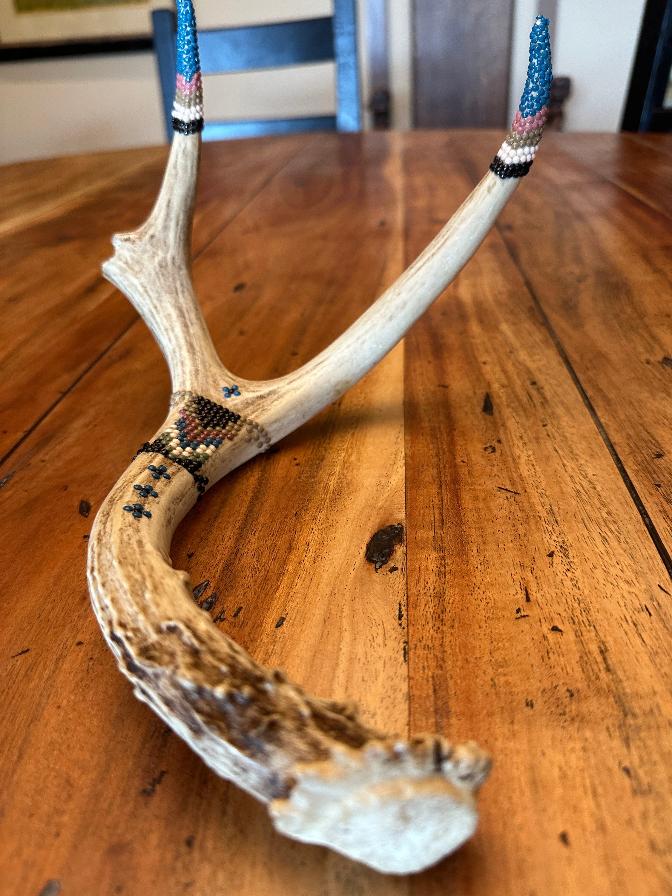 Hand Beaded Natural Blacktail Deer Antler - Etsy