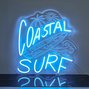 Coastal Surf LED Neon Sign: Beach Waves Wall Art - Etsy