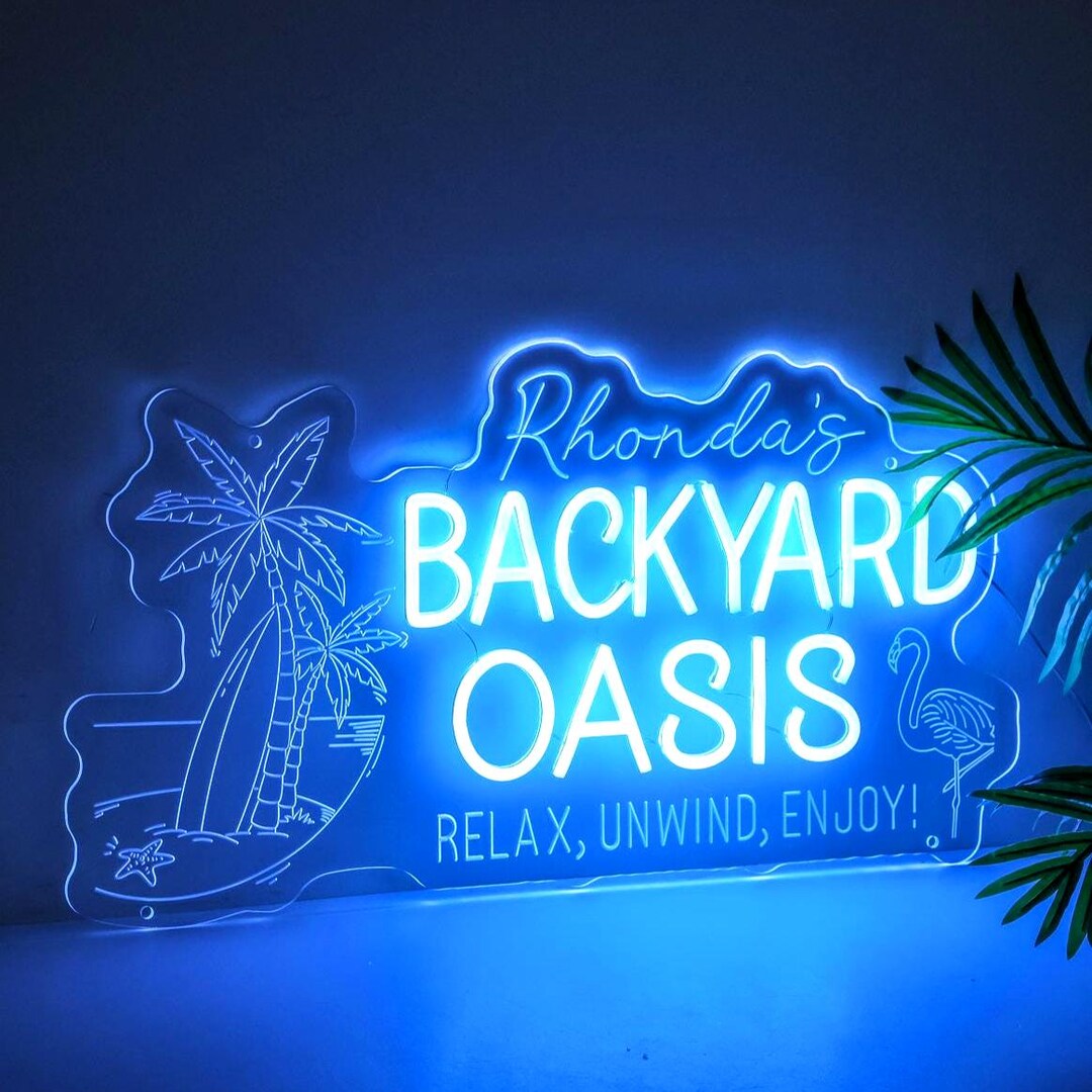 Personalized Backyard Oasis Neon Sign: Waterproof LED Porch Decor - Etsy