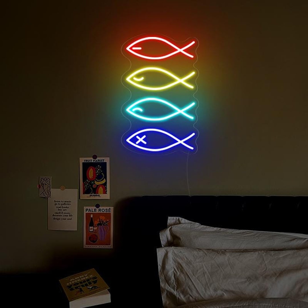 Fish Neon Sign,neon Fish Sign,bedroom Kids Room Decor,fish Wall Art ...