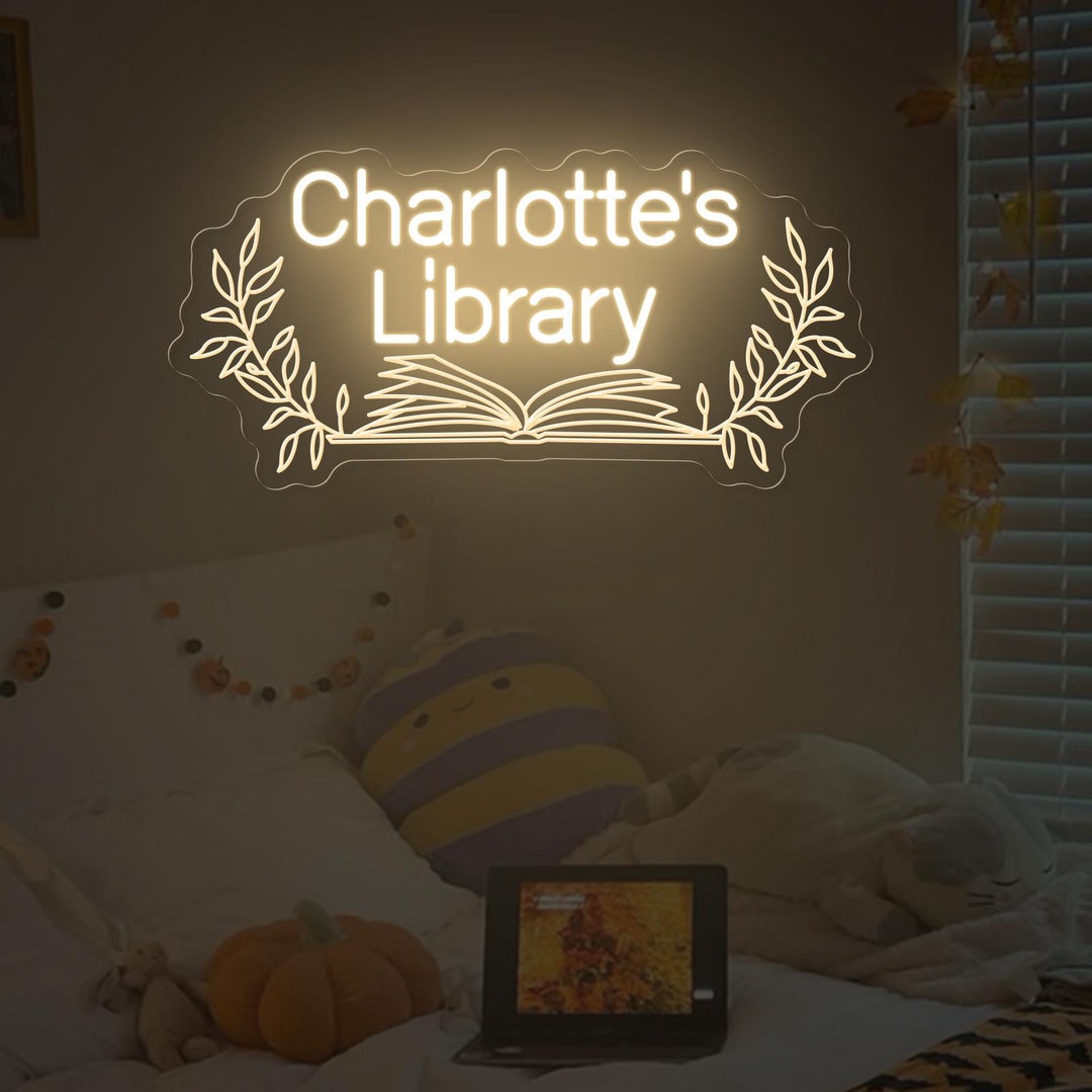 Personalized Library Name LED Neon Sign: Book Lover Gift - Etsy