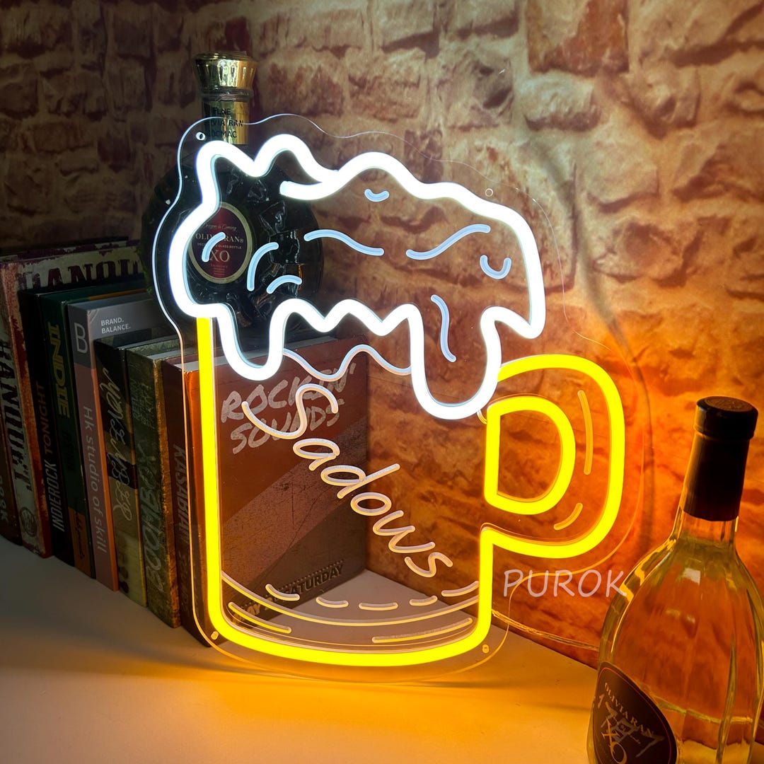 Custom Beer Mug Neon Sign: Personalized Bar Decor, Handmade LED Light ...
