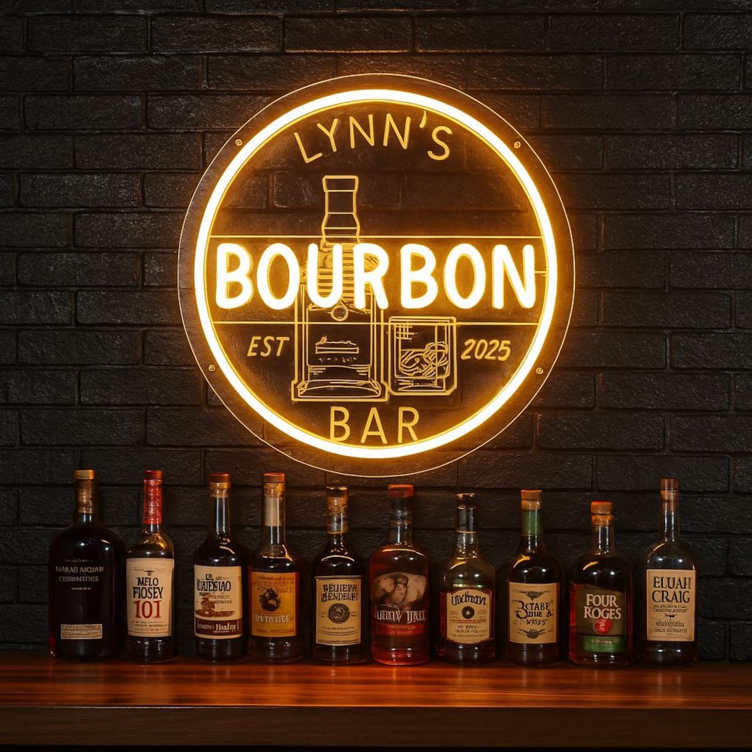 Custom Bourbon Bar Neon Sign: Handmade LED Home Bar Decor - Etsy