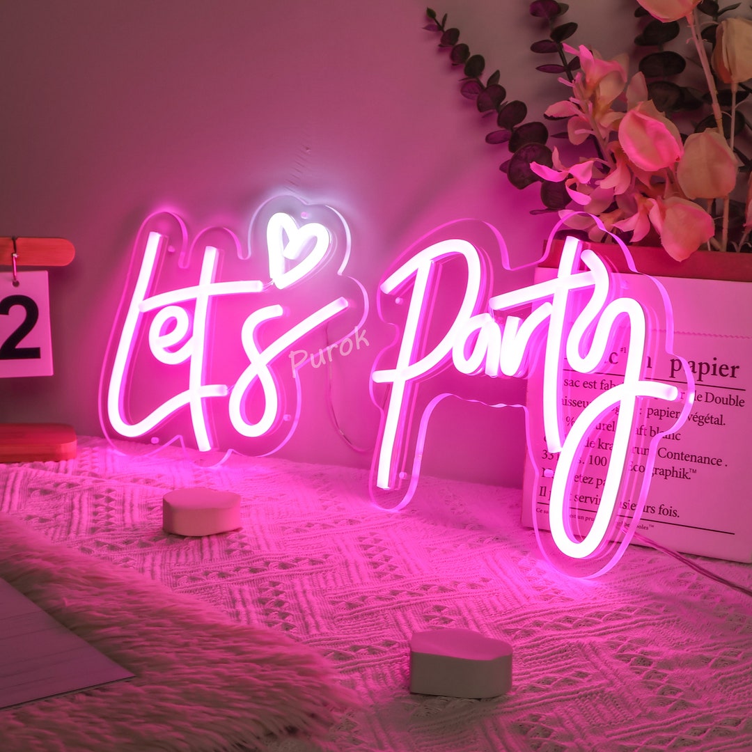 Let's Party Heart Neon Sign,party Bar Decor,handmade Party Light Sign,gifts for Him,let's Party ...