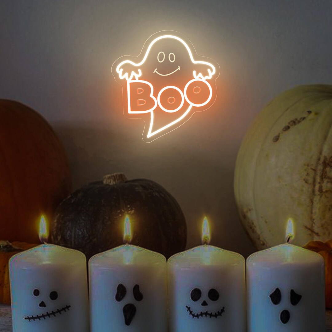 Halloween Ghost Neon Sign,boo Ghost Sign,handmade Neon Light,ghost ...